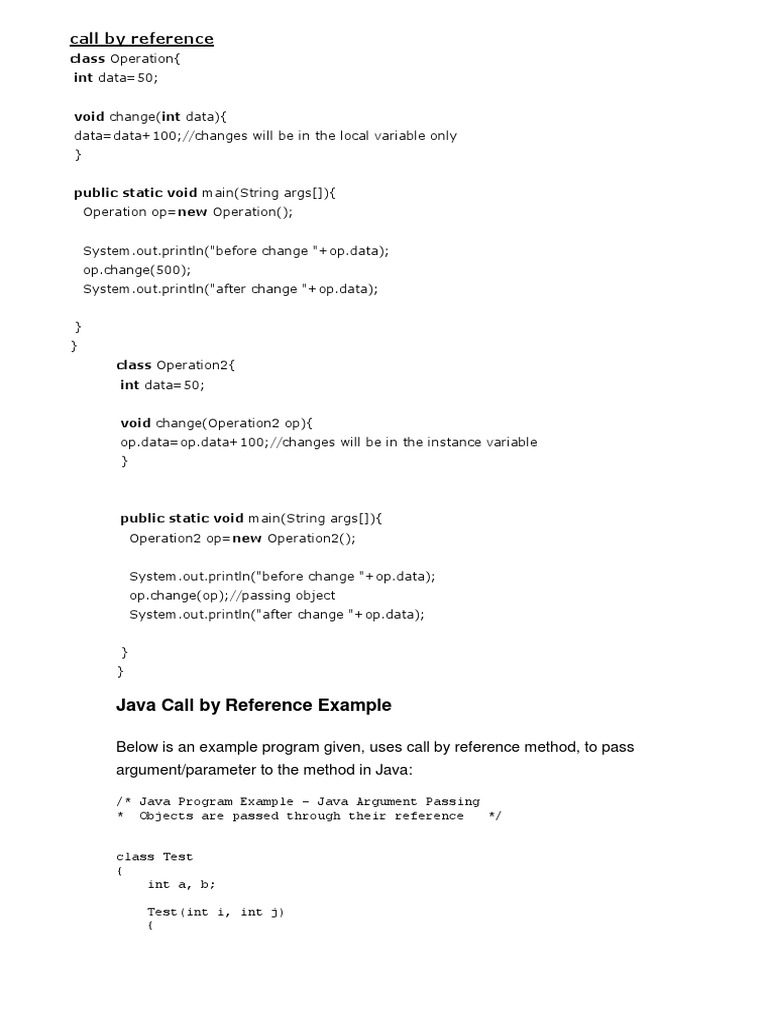 Call by Reference | PDF | Method (Computer Programming) | Parameter ...