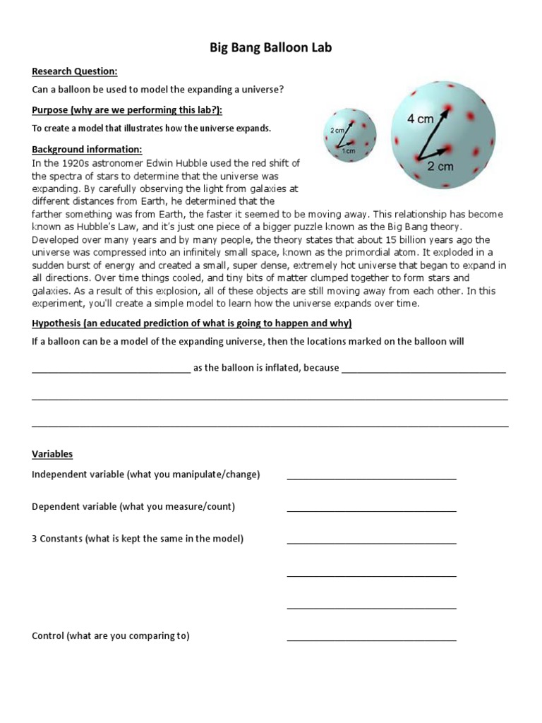 Big Bang Balloon Lab Experiment Guide | PDF | Big Bang | Universe