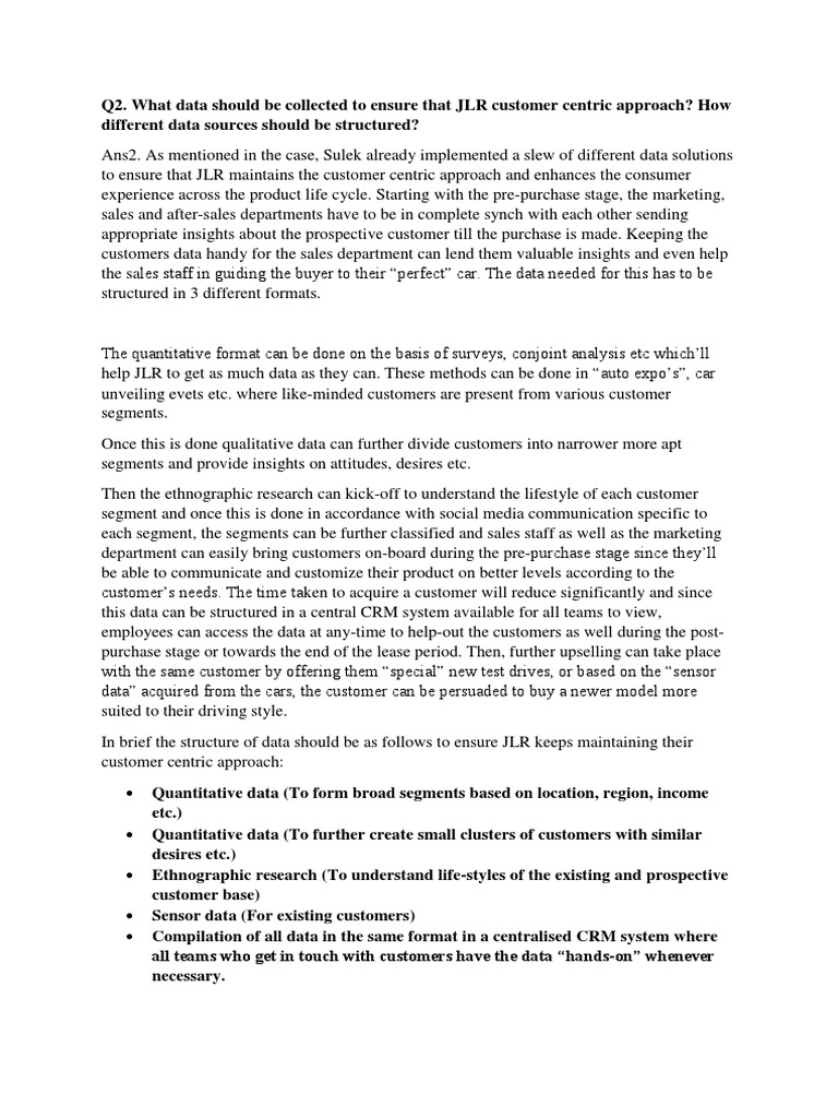 JLR CRM Case Study Solution | PDF | Customer Relationship Management ...