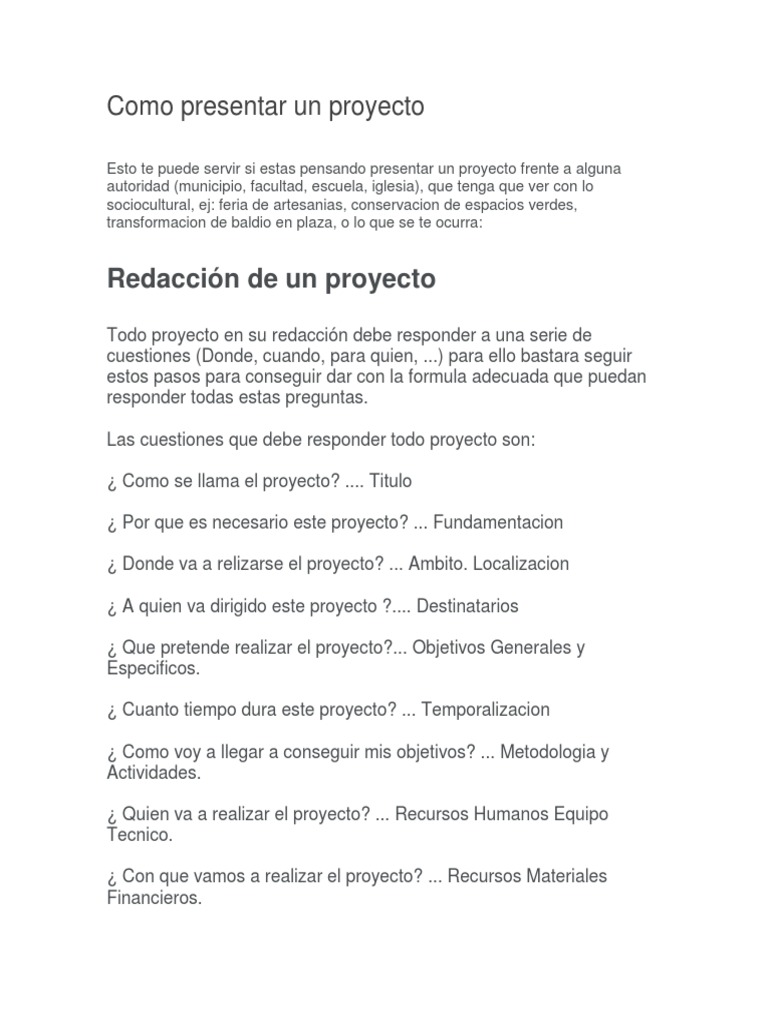 Como Presentar Un Proyecto PDF | PDF | Gestión de recursos humanos ...