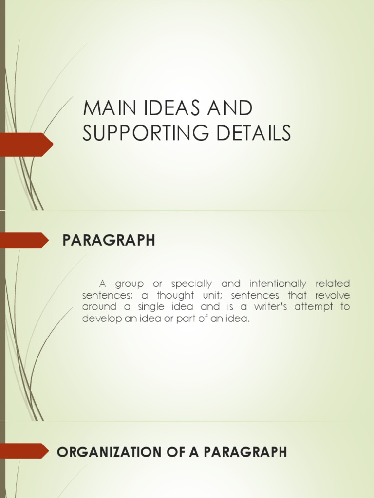 Main Ideas and Supporting Details | PDF | Question | Test (Assessment)
