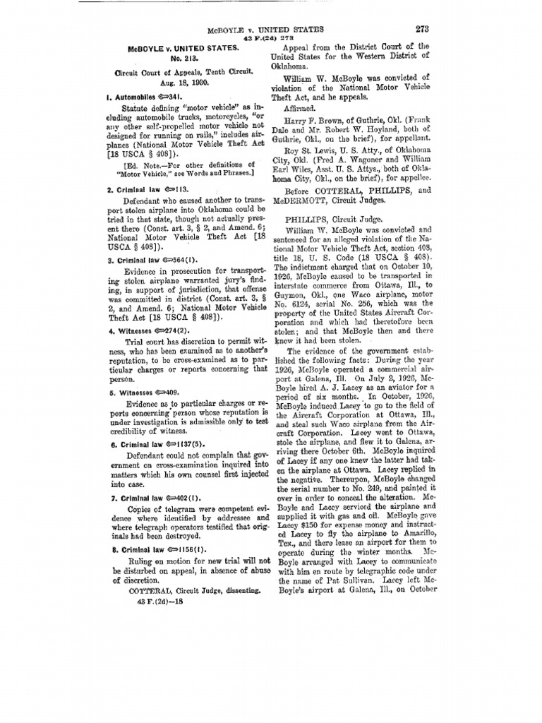 Mcboyle V Us 10th Circuit PDF | PDF | Theft | Statutory Interpretation