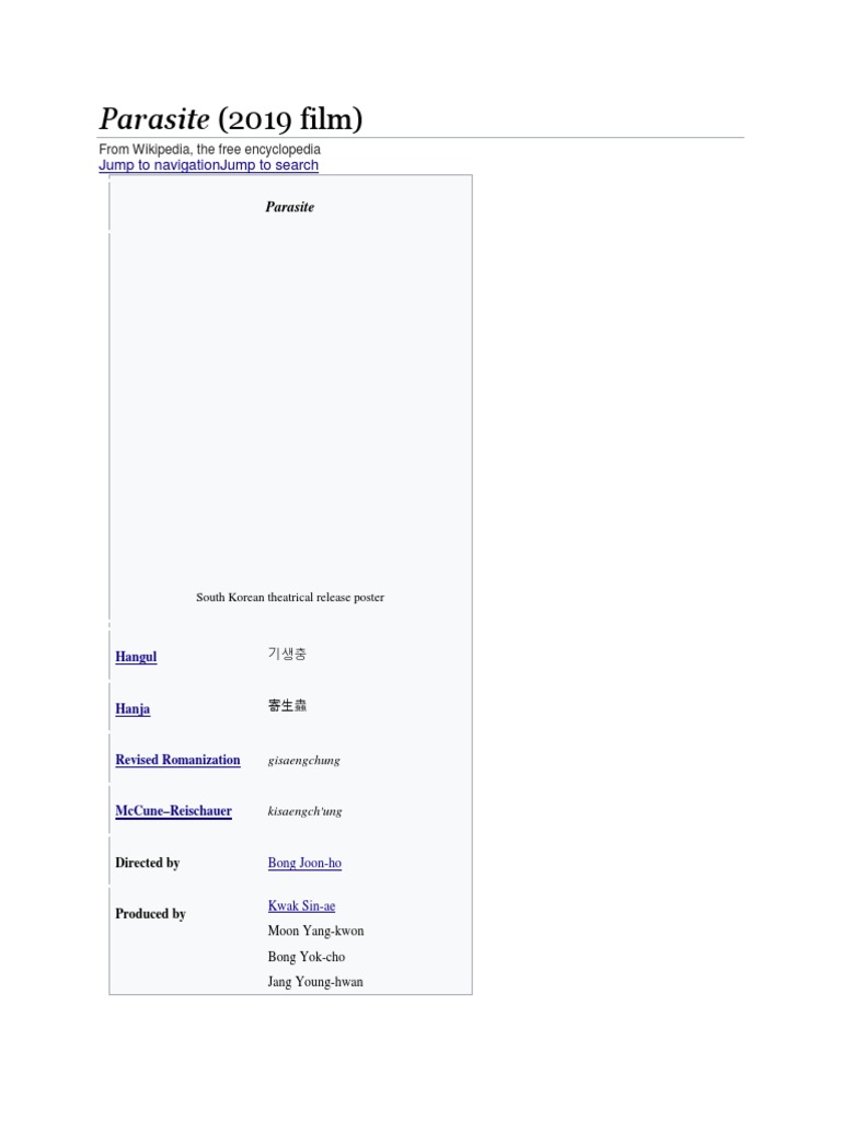 Parasite | PDF | Cinema | Entertainment (General)