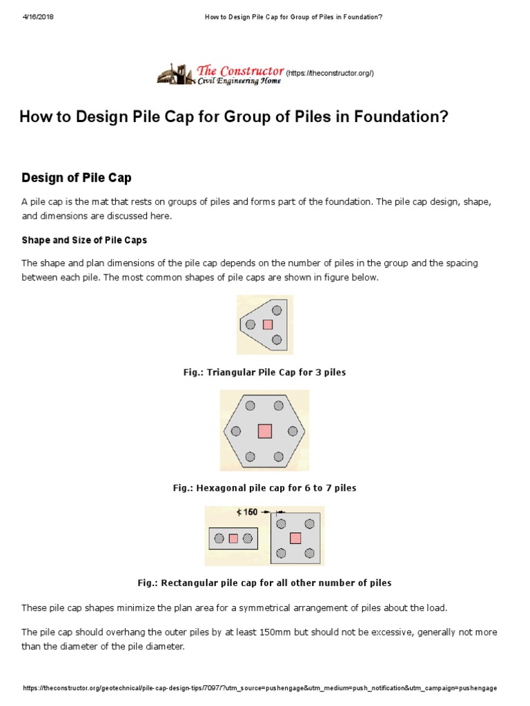 How To Design Pile Cap For Group of Piles in Foundation - PDF | PDF ...