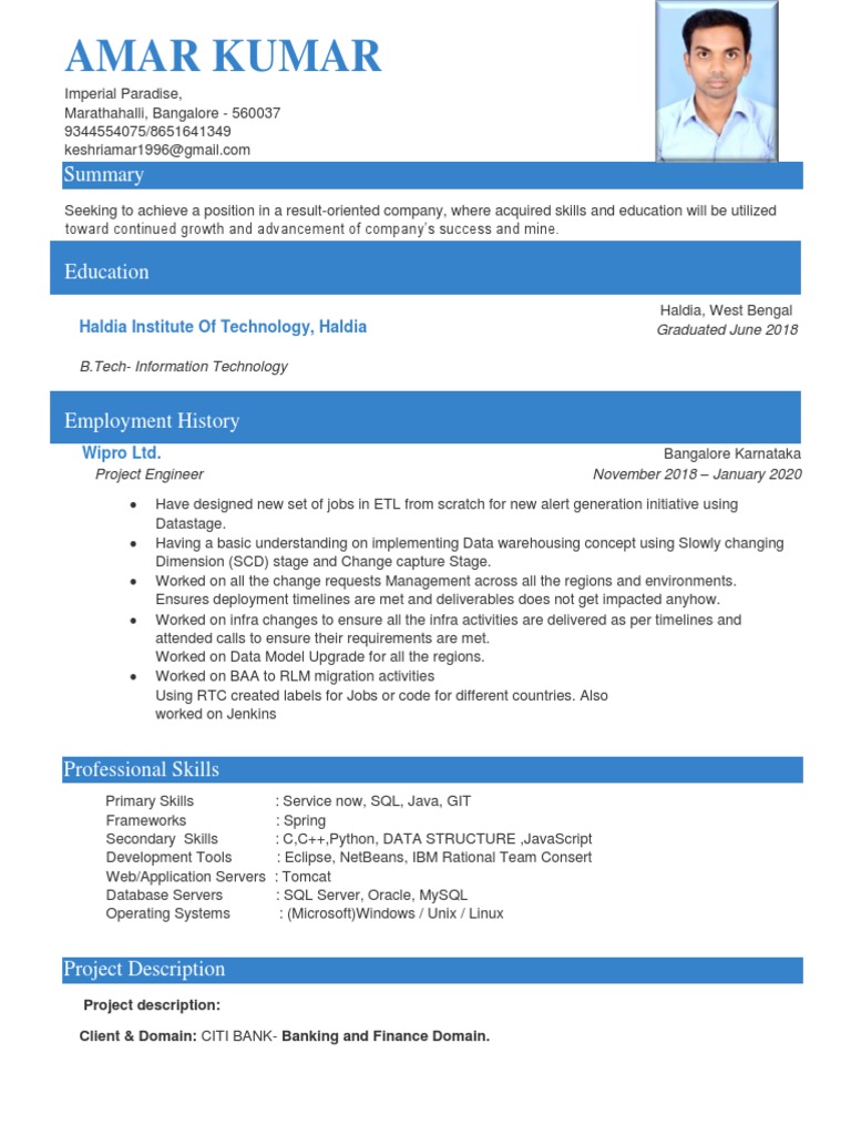 Resume Amar | PDF | My Sql | Eclipse (Software)