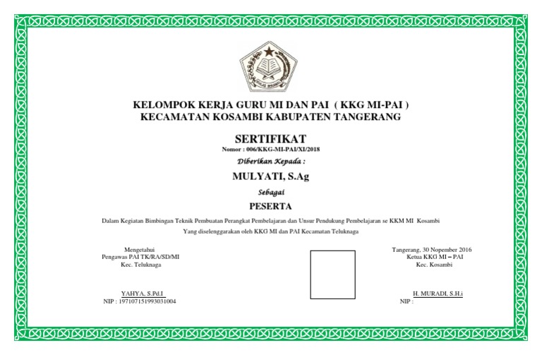 Sertifikat KKG | PDF