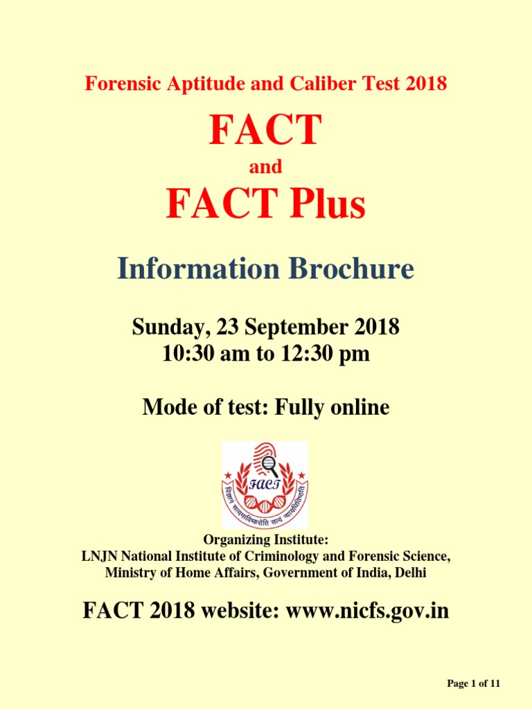 FACT FACT Plus Information Brochure | PDF | Credit Card | Test (Assessment)