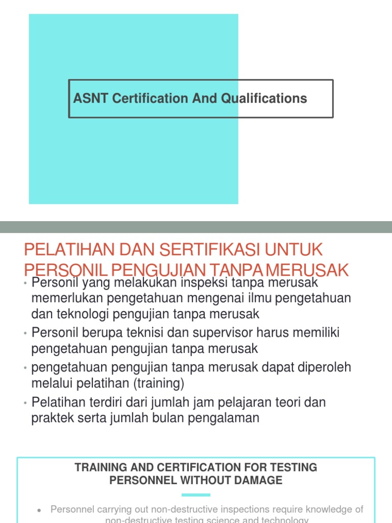 ASNT Certification and Qualifications | PDF