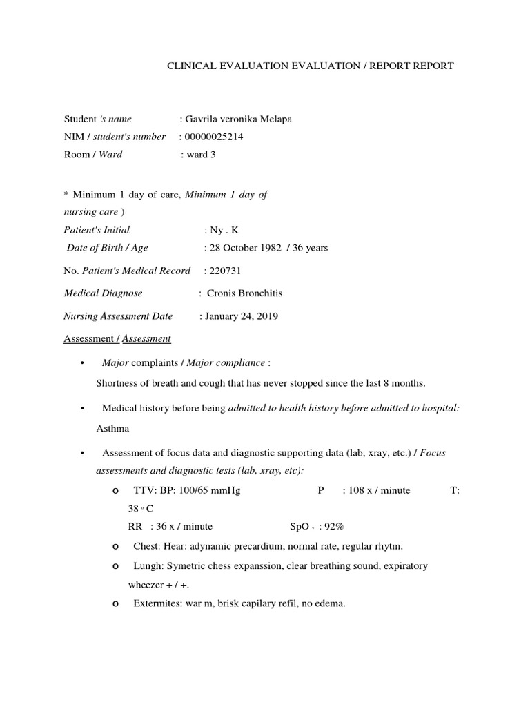 Clinical Evaluation Report: Chronic Bronchitis | PDF | Breathing ...