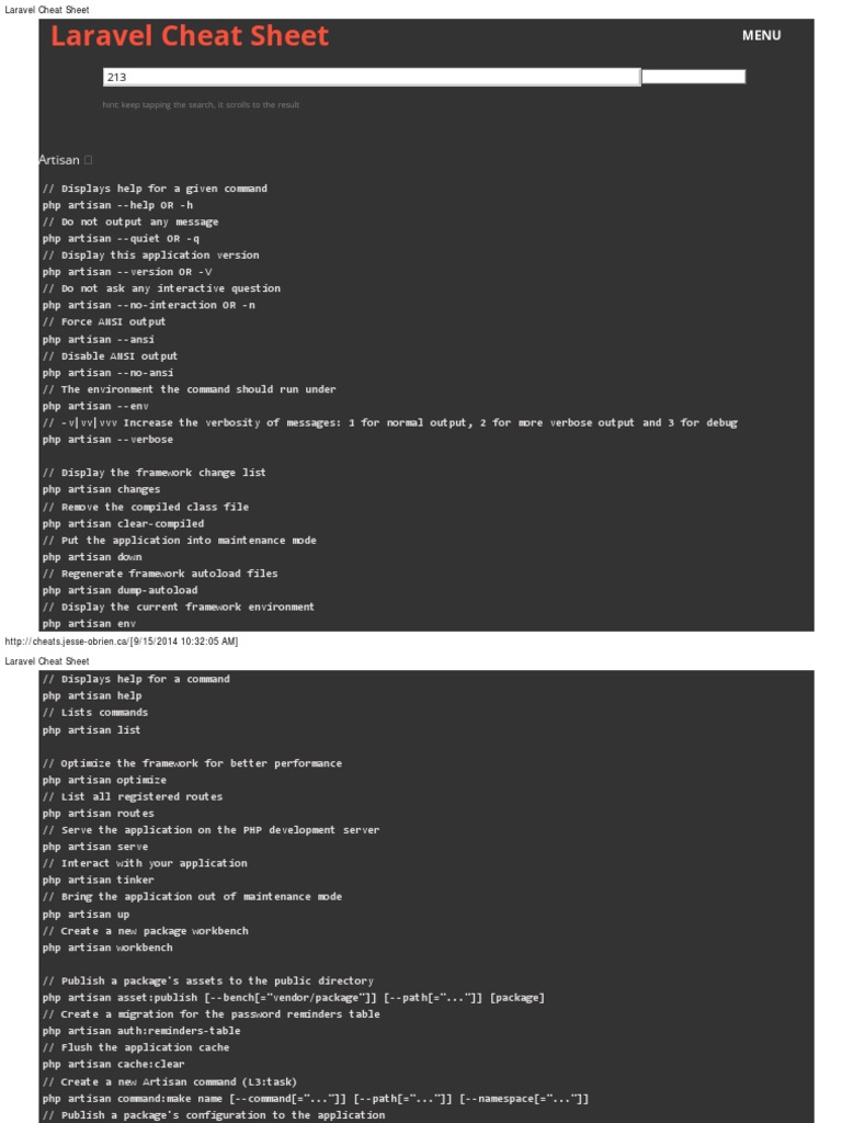 Laravel Cheat Sheet | Download Free PDF | Html | Computer File