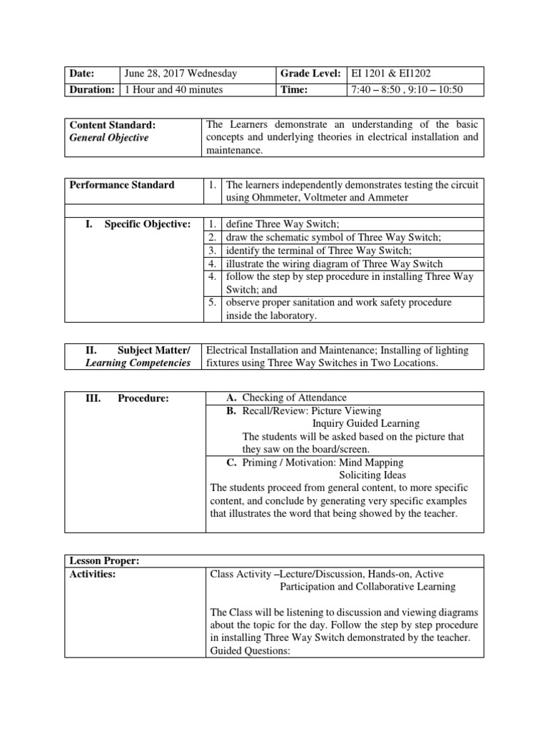 K-12 Lesson Plan For Demo Teaching RAMIL | PDF | Switch | Lesson Plan