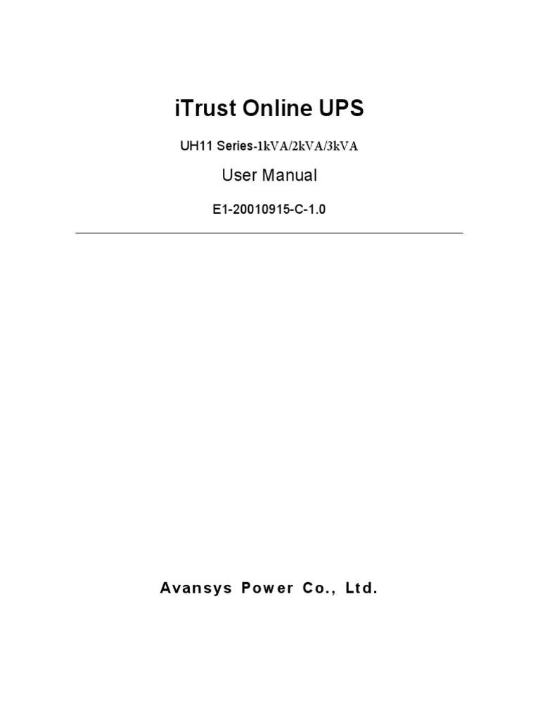UH11 1-3kVA User Manual UPS | PDF | Power Inverter | Battery Charger