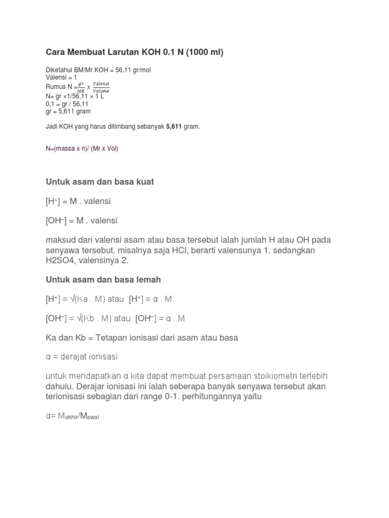 Cara Membuat Larutan KOH 0 | PDF