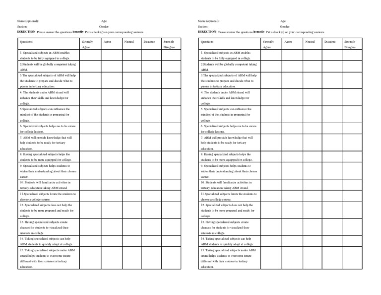 Questionnaire Pdf Learning Behavior Modification