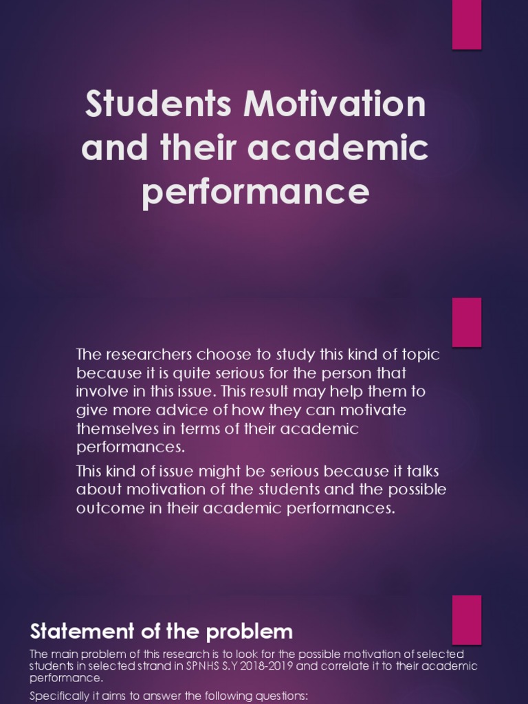 Students Motivation and Their Academic Performance | PDF | Motivation ...