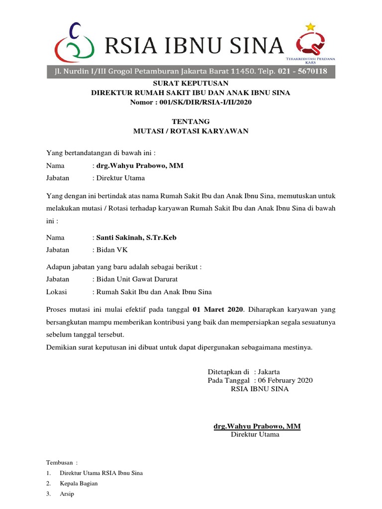 Contoh Surat Rotasi | PDF