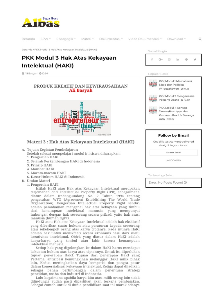 PKK Modul 3 Hak Atas Kekayaan Intelektual (HAKI) PDF | PDF