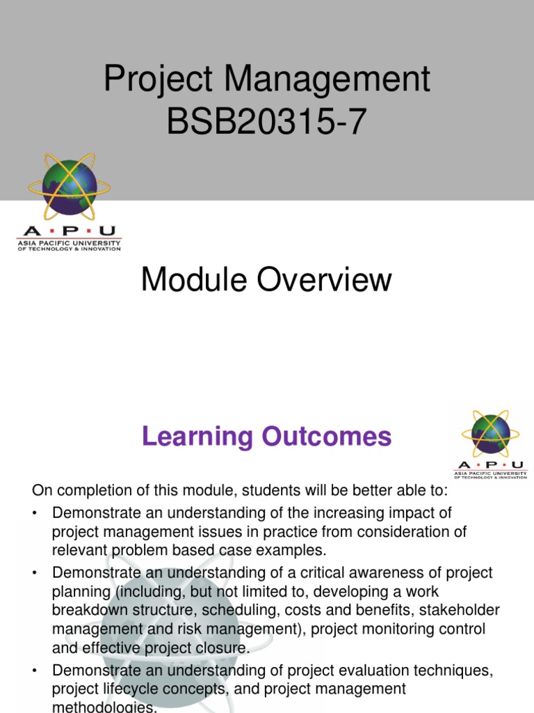 BSB20315 Project Management Module Overview | PDF | Project Management ...