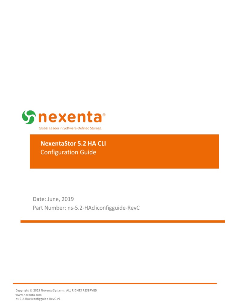 NexentaStor 5.2 HA CLI Config Guide RevC | PDF | Computer Cluster | Ip ... NexentaStor 5.2 HA CLI Config Guide RevC | PDF | Computer Cluster | Ip ...