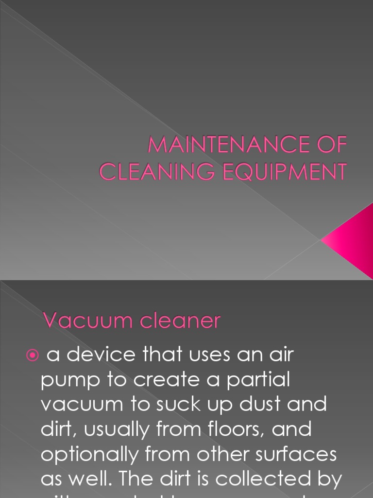 Maintenance of Cleaning Equipment | PDF