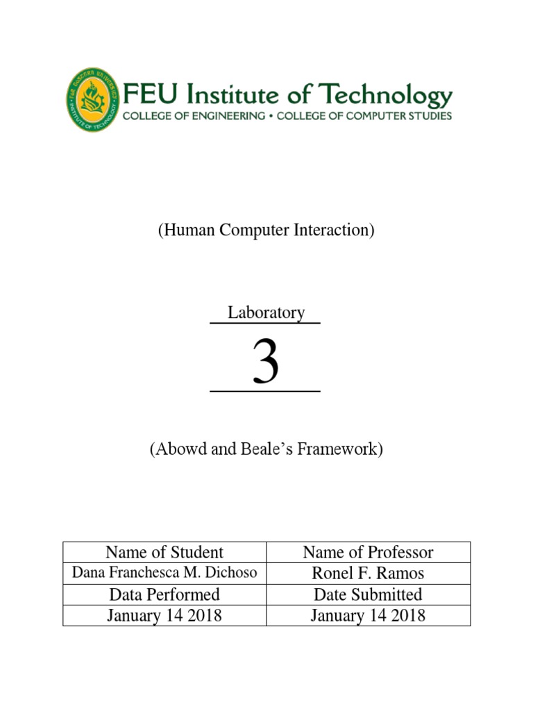 Lab 3 Abowd and Beale's Framework | PDF | Computer Science | Human–Computer Interaction
