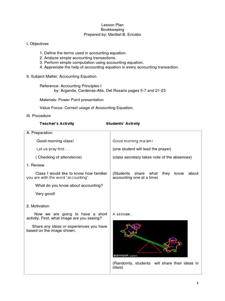 Lesson Plan in Bookkeeping | Download Free PDF | Debits And Credits ...
