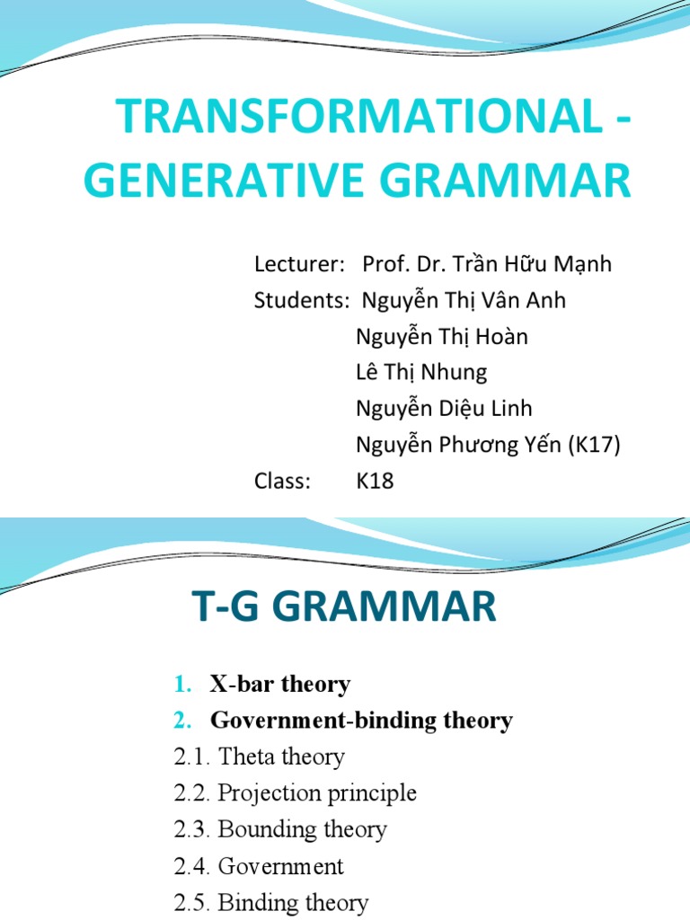 Transformational - Generative Grammar | PDF | Syntax | Phrase