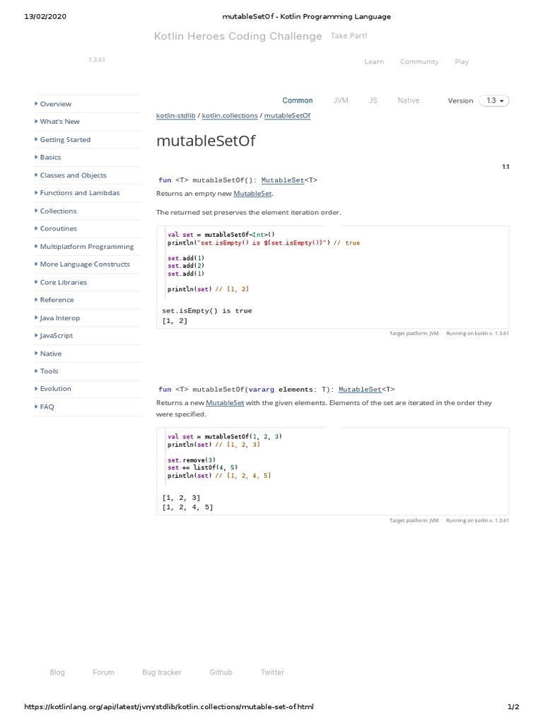 mutableSetOf - Kotlin Programming Language PDF | PDF | Java Virtual Machine | Models Of Computation