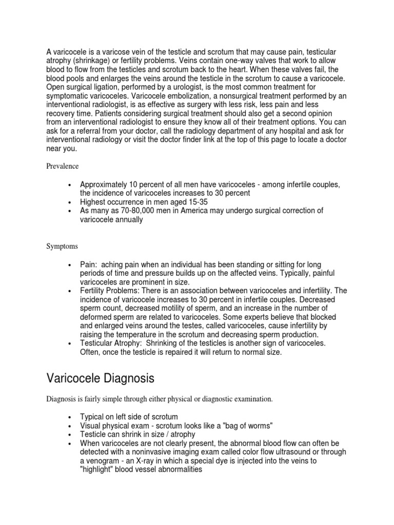 Varicocele Treatment | PDF | Testicle | Surgery