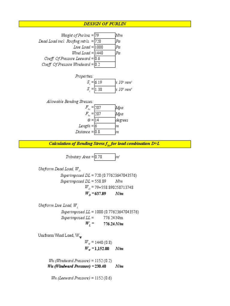 Design of Purlins Computation | PDF | Structural Engineering ...