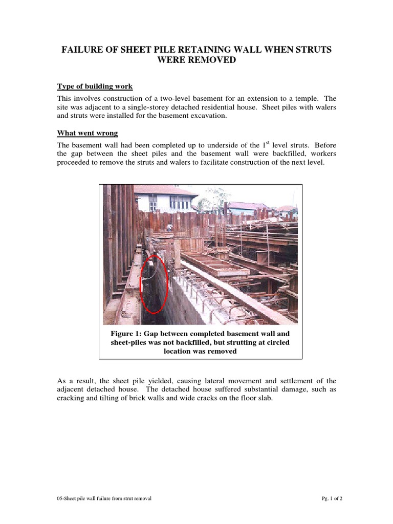Sheet Pile Failure from Strut Removal | PDF