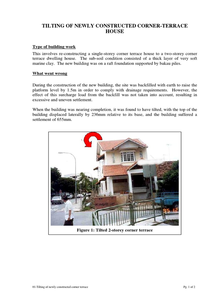 Corner Terrace House Tilting Issues | PDF | Technology & Engineering