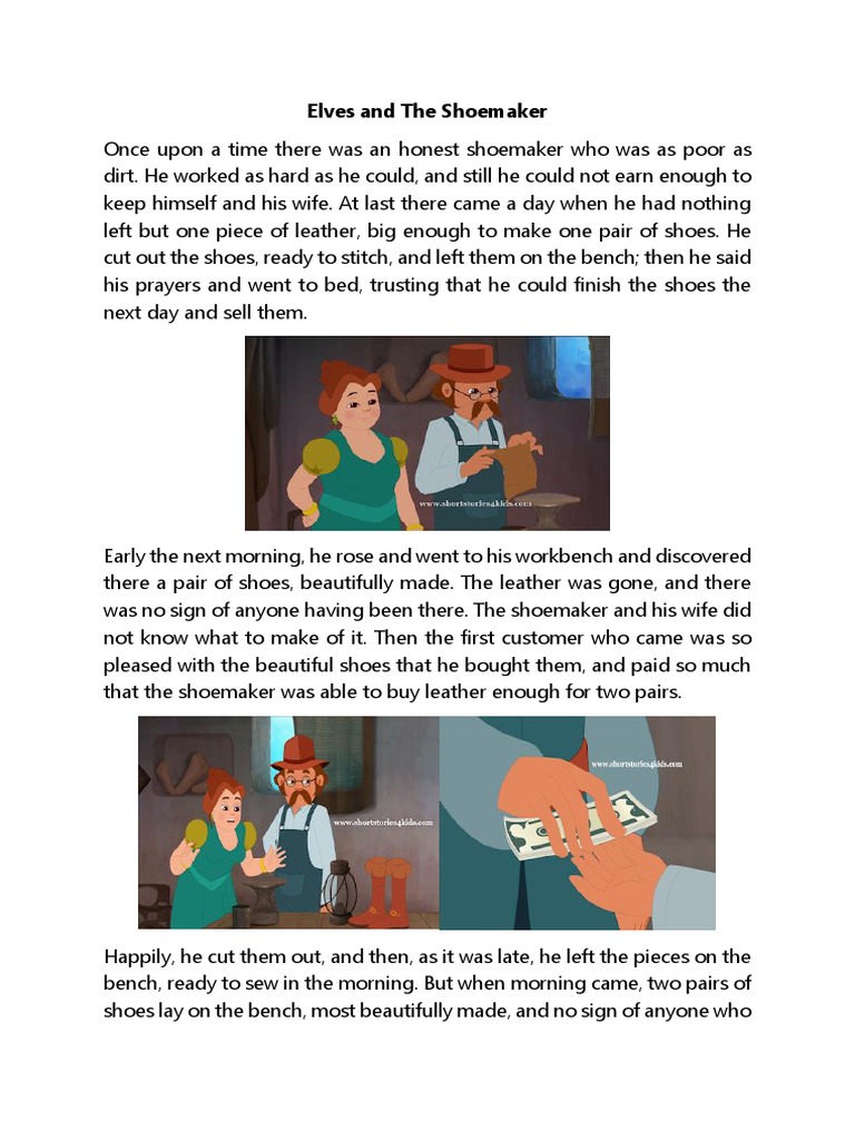 Once Upon A Time There Was An Honest Shoemaker Who Was Very Poor | PDF ...