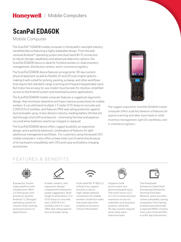Scanpal Eda60k Handheld Computer Data Sheet en | PDF | Ieee 802.11 ...