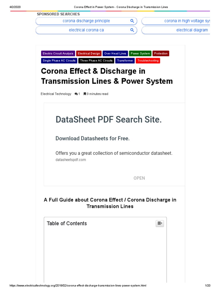 Corona Effect in Power Systems Explained | PDF | Electrical Breakdown ...