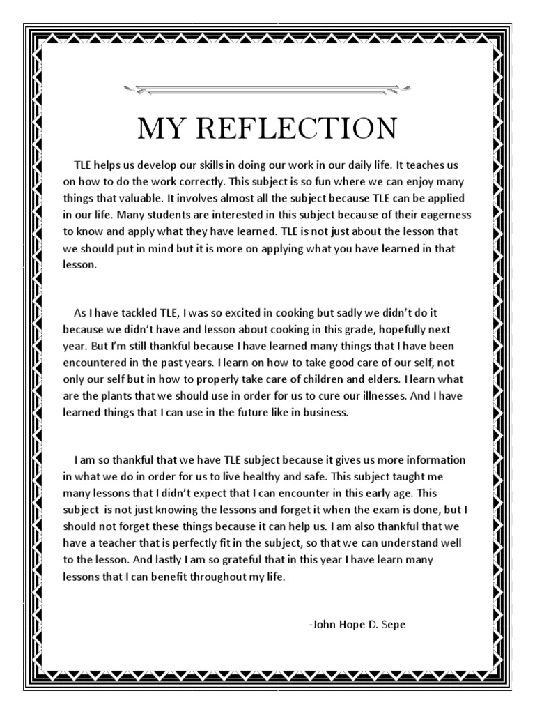 My Reflection | PDF | Career & Growth | Wellness