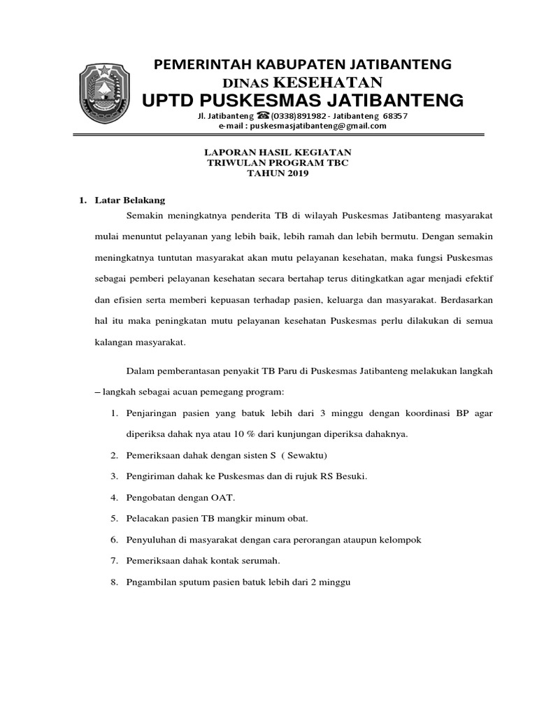 Laporan Triwulan Program TBC 2019 | PDF | Pengembangan Diri