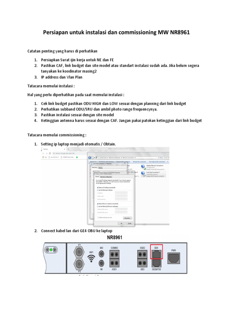 Persiapan Untuk Instalasi Dan Commissioning MW NR8961 | PDF