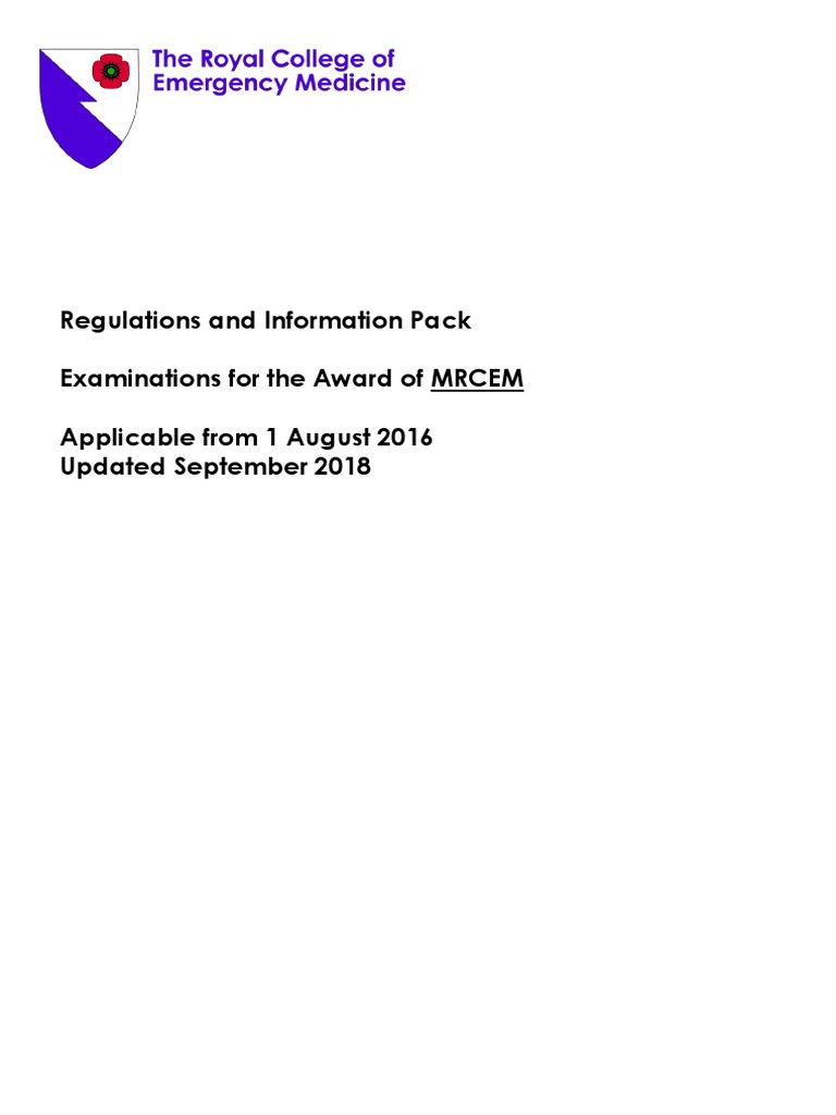 MRCEM Information Pack 2018 | PDF | Test (Assessment) | Curriculum