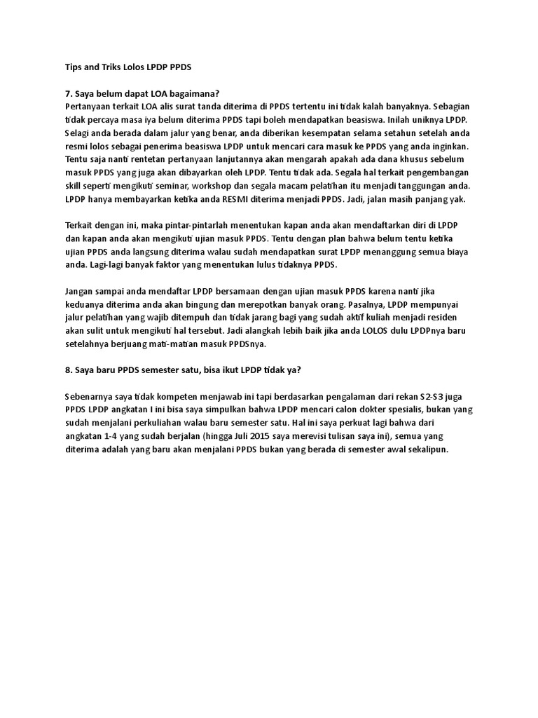 Tips and Triks Lolos LPDP PPDS-part4 | PDF