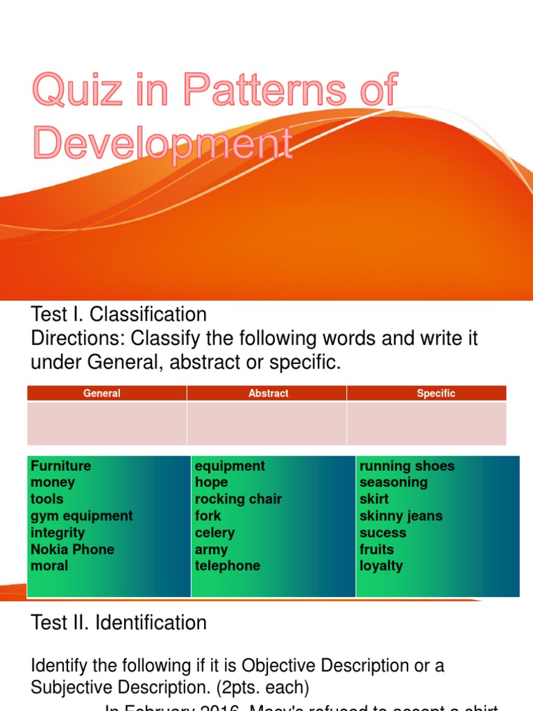 Quiz in Patterns of Development | PDF | Nature