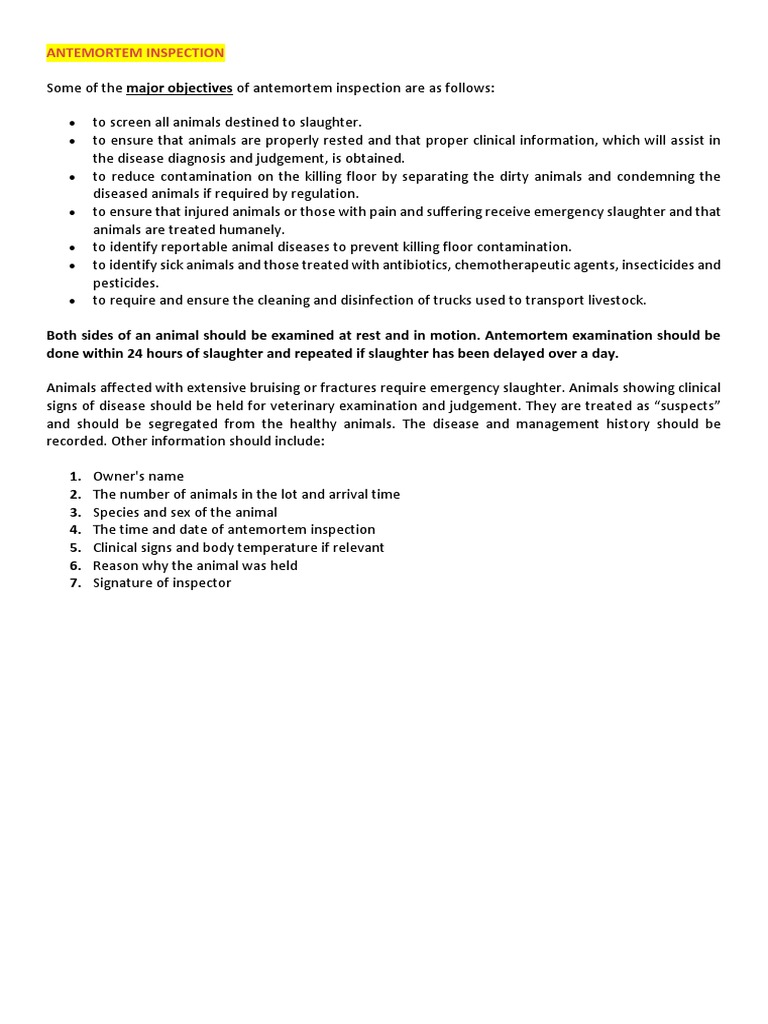 Antemortem Inspection Guidelines | PDF | Liver | Inflammation