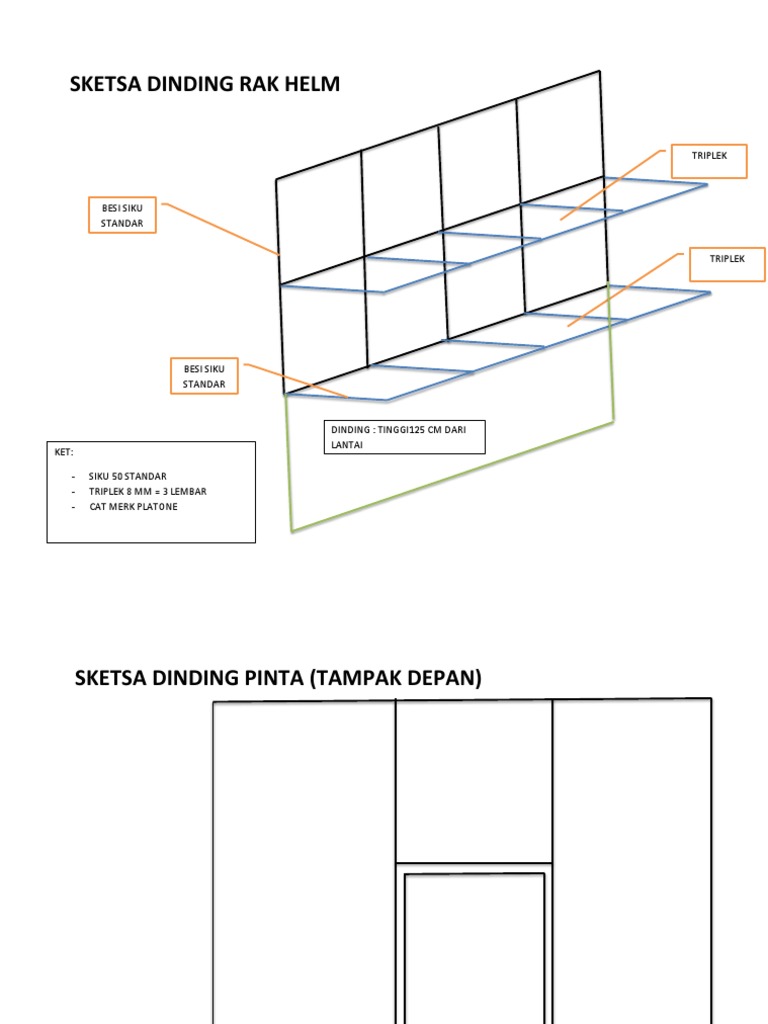 Sketsa Dinding Rak Helm | PDF