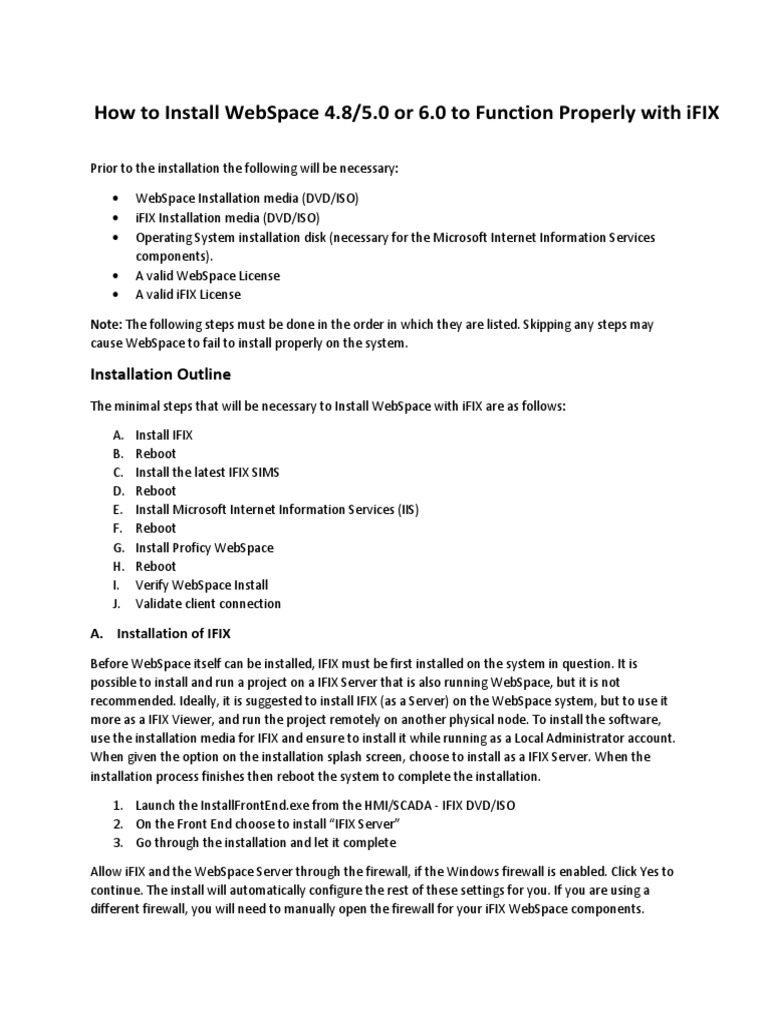Installing WebSpace with iFIX Guide | PDF | Internet Information ...