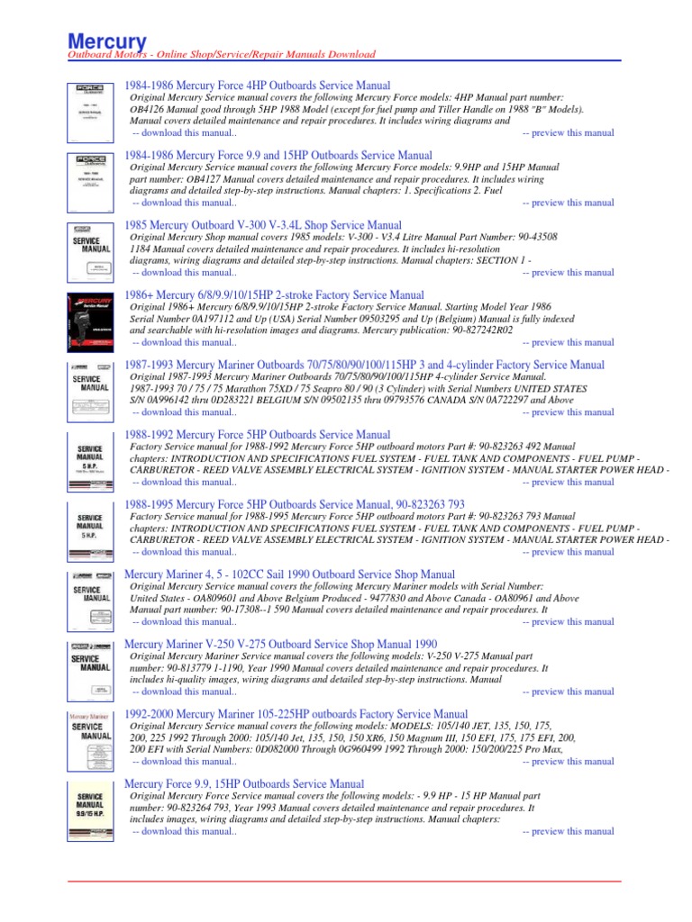 Mercury | PDF | Fuel Injection | Internal Combustion Engine