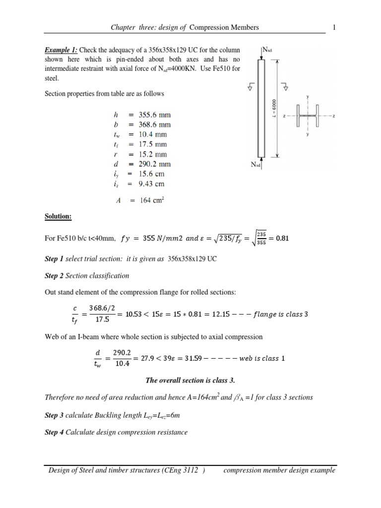 Chapter 3 Example of Compression Column | Download Free PDF | Buckling ...