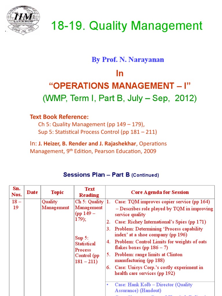 Quality Management in Operations: A Review of Key Concepts and Tools ...