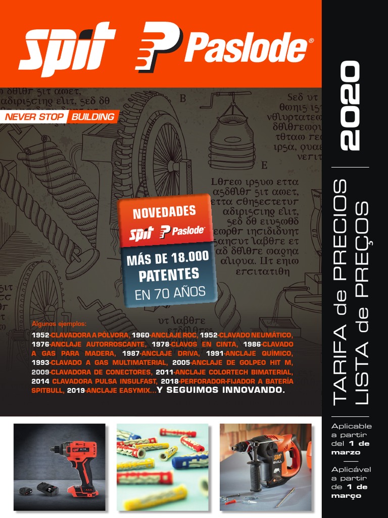 Spit Paslode Tarifa 2020 | PDF | Procesos industriales | Materiales de ...