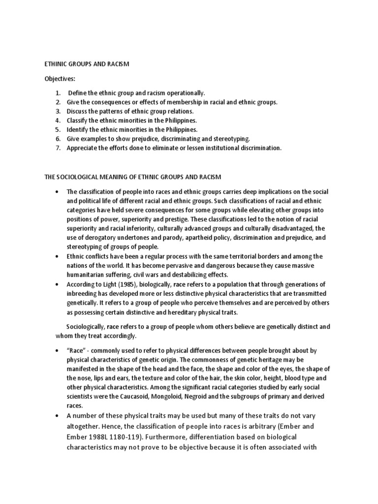 Ethnic Groups and Racism | PDF | Race (Human Categorization) | Ethnic ...