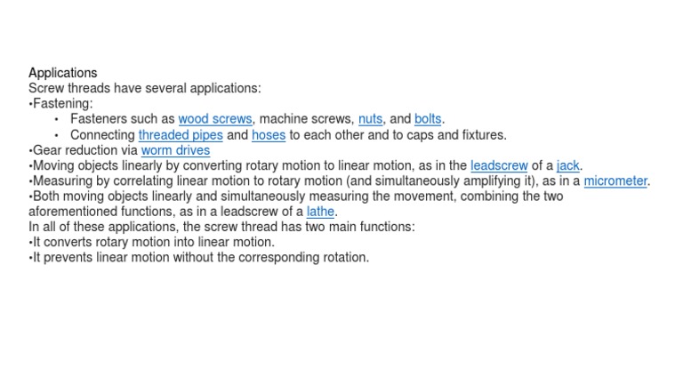 Applications of Screw Threads | PDF